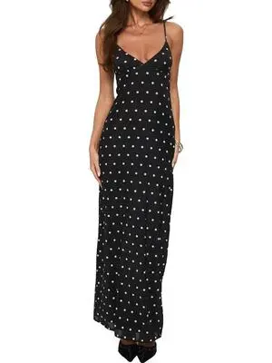 Princess Polly Sleeveless Polka Dot Mesh Maxi Dress - Black Polka