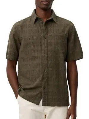 LES DEUX Charlie Short Sleeve Button-up Shirt - Olive Night