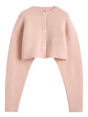 TOTEME Wool Cropped Cardigan - Pink