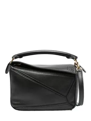 Loewe Puzzle Featherlight Mini Leather Handbag - Black