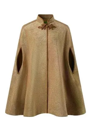 Shanghai Tang Floral-button Cape - Brown