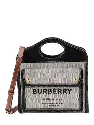 Burberry Logo Pocket Tote With Mini Crossbody - Black