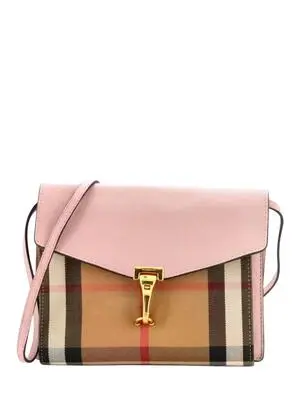 Burberry Macken Leather And House Check Canvas Small Crossbody Bag - Neutrals