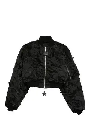 Cecilie Bahnsen Laser-cut Flower Bomber Jacket - Black