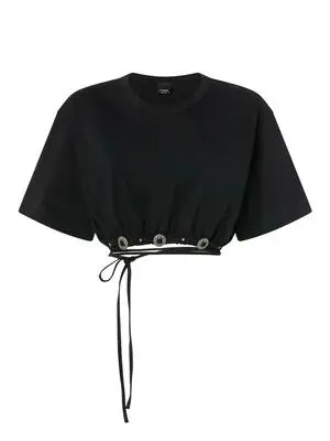 Pinko Tie Cropped T-shirt - Black