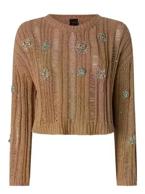 Pinko Embellished Distressed Top - Brown