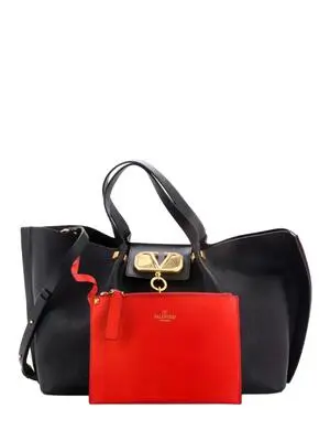 Valentino Garavani Vlogo Escape Leather Medium Tote Bag - Black