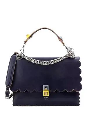 Fendi Kan I Leather Medium Shoulder Bag - Blue