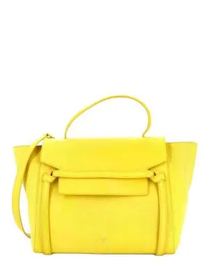 Celine Belt Bag Textured Leather Medium Satchel - Yellow