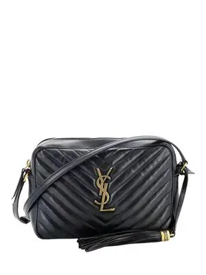 Saint Laurent Lou Camera Matelasse Chevron Leather Crossbody Bag - Black