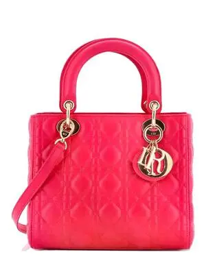 Dior Lady Bag Cannage Quilt Lambskin Medium Satchel - Pink
