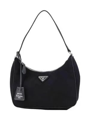 Prada Re-edition 2005 Tessuto With Saffiano Leather Mini Hobo Bag - Black