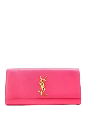 Saint Laurent Classic Monogram Leather Long Clutch Bag - Pink