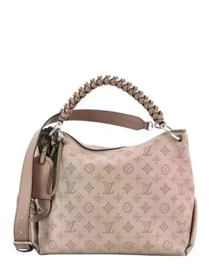 LOUIS VUITTON Braided Handle Mahina Leather Hobo Bag - Neutrals
