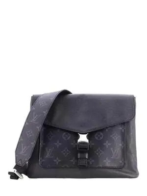 LOUIS VUITTON Outdoor Flap Messenger Monogram Taigarama Crossbody Bag - Black