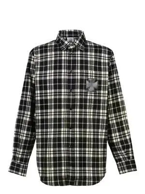 Vetements Check-pattern Logo-appliqué Shirt - Black