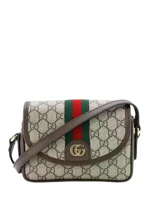 Gucci Ophidia Flap Shoulder Bag Gg Coated Canvas Mini - Brown