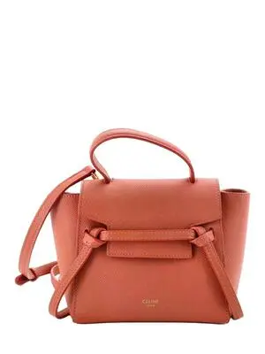 Celine Belt Bag Textured Leather Pico Shoulder Bag - Pink