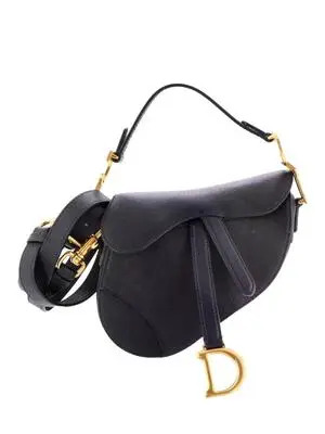 Dior Saddle Handbag With Strap Leather Mini Shoulder Bag - Black