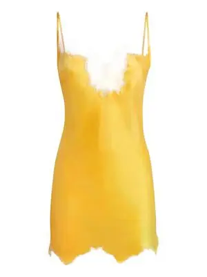 GILDA & PEARL Lace Trimmed Silk Slip - Yellow
