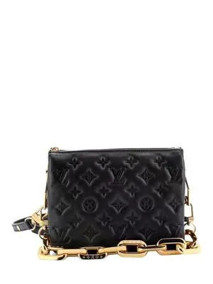 LOUIS VUITTON Coussin Pm Crossbody Bag Monogram Embossed Lambskin - Black