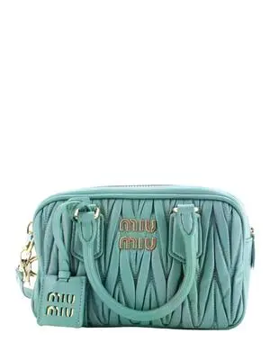 Miu Miu Arcadie Top Handle Matelassé Satchel - Green