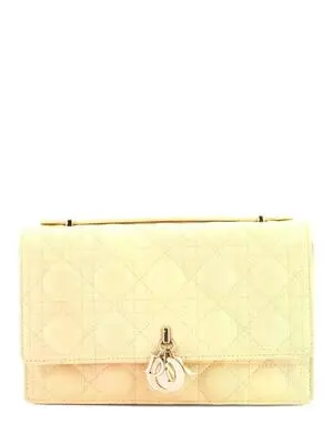 Dior My Top Handle Flap Bag Cannage Quilt Lambskin Small Crossbody Bag - Neutrals