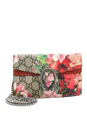 GUCCI Dionysus Blooms Print GG Coated Canvas Super Mini Crossbody Bag