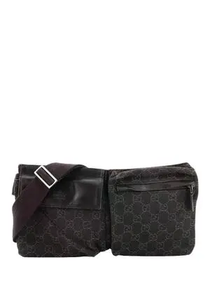Gucci Vintage Double Gg Denim Belt Bag - Brown