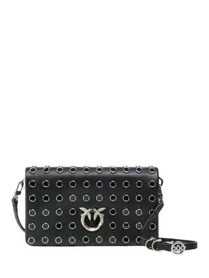 Pinko Eyelet Logo Crossbody Bag - Black