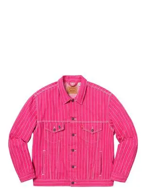 Supreme X Levi's Pinstripe Trucker Jacket - Pink