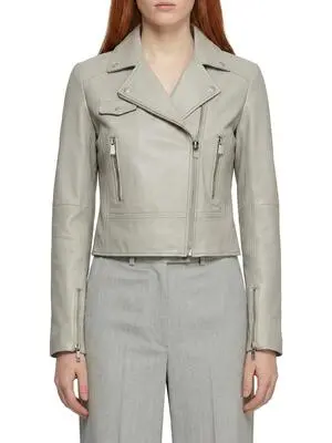 Pinko Faux Leather Biker Jacket - Grey