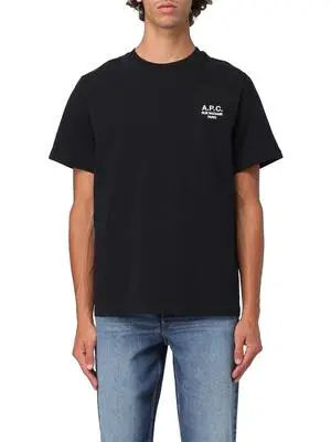 A.p.c. A.P.C. Short Sleeve Cotton T-Shirt With Contrasting Logo Print Black