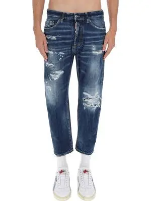 Dsquared2 Distressed Stretch Denim Slim Fit Jeans - Blue