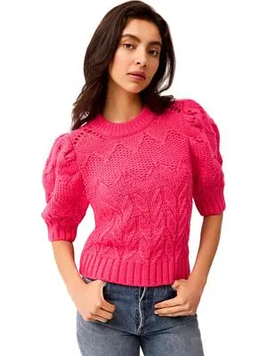 MARIE OLIVER Vayda Cable Knit Sweater - Party Pink