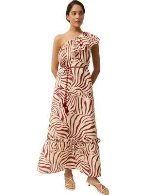 MARIE OLIVER Raya One-shoulder Striped Maxi Dress - Lionfish