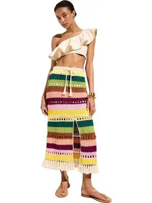 MARIE OLIVER Crochet Striped Midi Skirt - Chroma