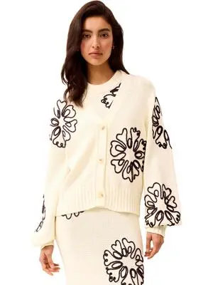 MARIE OLIVER Charlie Floral Embroidered Cardigan - Floret