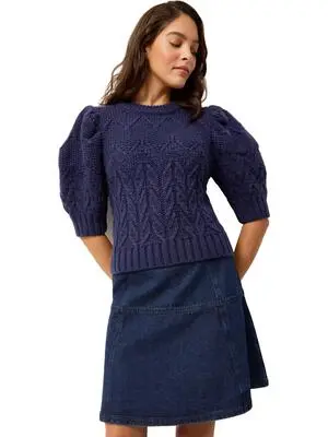 MARIE OLIVER Vayda Cable Knit Sweater - Navy