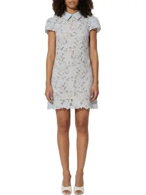 SELF-PORTRAIT Lace Dress With Peter Pan Collar - Blue