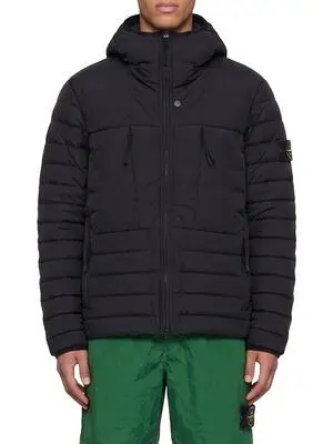 Stone Island Quilted Hooded Jacket - Blue