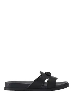 Kurt Geiger Faux-leather Slides With Eagle Head Embellishment - Black