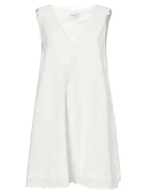 Dissh Annabel V-neck Cotton-blend Mini Dress - White