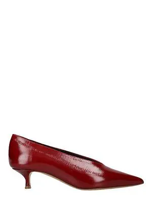 Le Monde Beryl Babouche Leather Kitten Heels - Red/dark