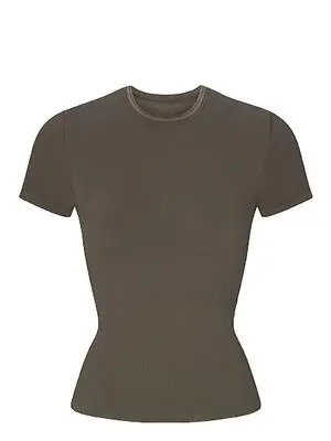 NIKESKIMS Ribbed Seamless Tee - Dusty Oakmoss/dune