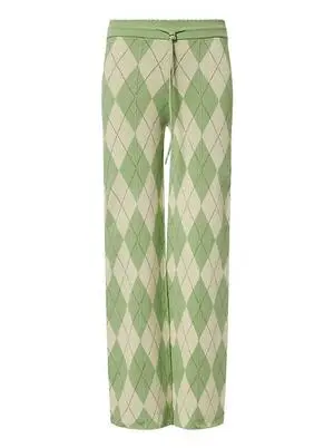 HOUSE OF SUNNY Argyle Knitted Cotton Trousers - Matcha