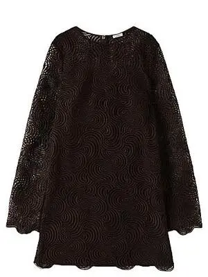 JOSEPH Amira Long-sleeved Lace Mini Dress - Cocoa