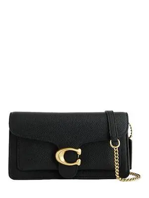 COACH Tabby Leather Chain Clutch - Black