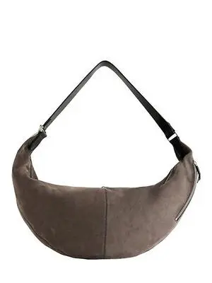 LEMAIRE Large Quiver Clip Suede Shoulder Bag - Mink