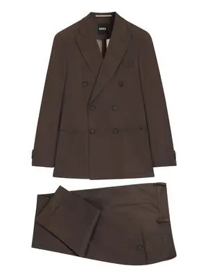 BOSS Two-piece Slim-fit Suit In Stretch Cotton - Dark Brown